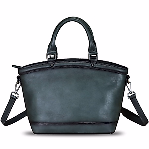 Genuine Leather Handbags for Women Satchel Top Handle Bags Handmade Vintage Crossbody Handbags Retro Tote Purse (Darkgrey)
