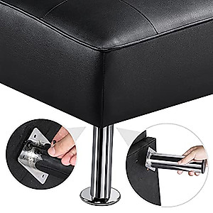 Topeakmart Sectional Sofa Couch Bed Convertible L-Shaped Faux Leather Couch Foldable Futon Sofa Sleeper with Reversible Chaise Lounge for Living Room Black