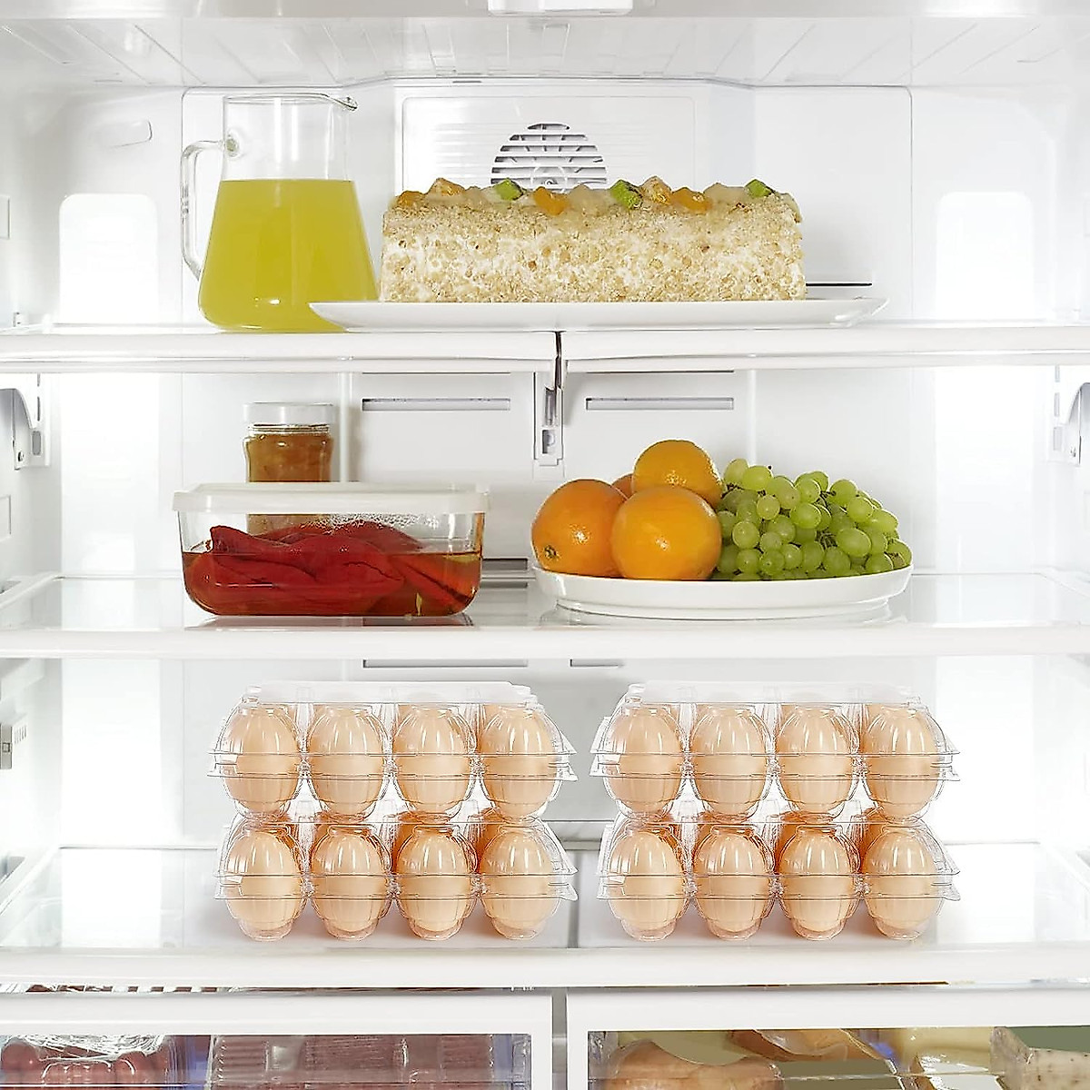 Youeon 60 Pack Plastic Egg Cartons 12 Count, Clear Egg Cartons for Chicken Eggs 3x4 Grid, Reusable Egg Cartons Bulk Perfect for Family, Farm, Markets, Display, Camping -Medium