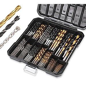 PLATINUMEDGE 140PC Multi-Purpose Drill Bits Set, 88PC Titanium Twist Drill Bits 26 Pieces Masonry Drill Bits 26 Pc Brad Point Drill Bits, with Hard Storage Case, for Wood, Metal, Masonry, etc.