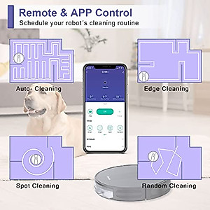 iMartine Robot Vacuum and Mop Cleaner with Boundary Strips, 2200Pa Strong Suction, Quiet, Slim, Self-Charging Robotic Vacuums, Ideal for Pet Hair, Hard Floors, Medium Pile Carpets, Works with Alexa