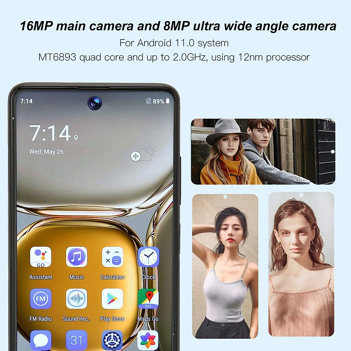 Tangxi P60pro Smart Phone, 64GB 7inch Unlock Cellphone, MT6893 Quad Core, 4GB Android 11.0 Unlock Smartphone, 8MP Front 16MP Rear Camera, 3G Dual SIM Dual Standby(Black)