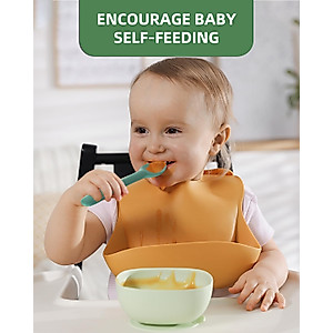 KingKam Silicone Baby Spoons 6 Pack, First Stage Infant Spoons Utensils for Parent & Self-Feeding, Bendable Toddles Training Spoons with Soft-Tip, Dishwasher Safe & Boil-proof