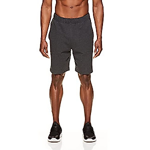 Gaiam Men's French Terry Yoga Shorts - Athletic Gym and Running Sweat Short with Pockets - Synergy Black Heather, Medium