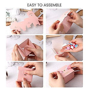 VGOODALL 20PCS 2.6 x 2.6 x 1.8 inches Party Favor Candy Box, Thank You Pink Gift Candy Box with Ribbons for Birthday Party, Bridal Shower, Wedding Decorations, Candy Table Decorations