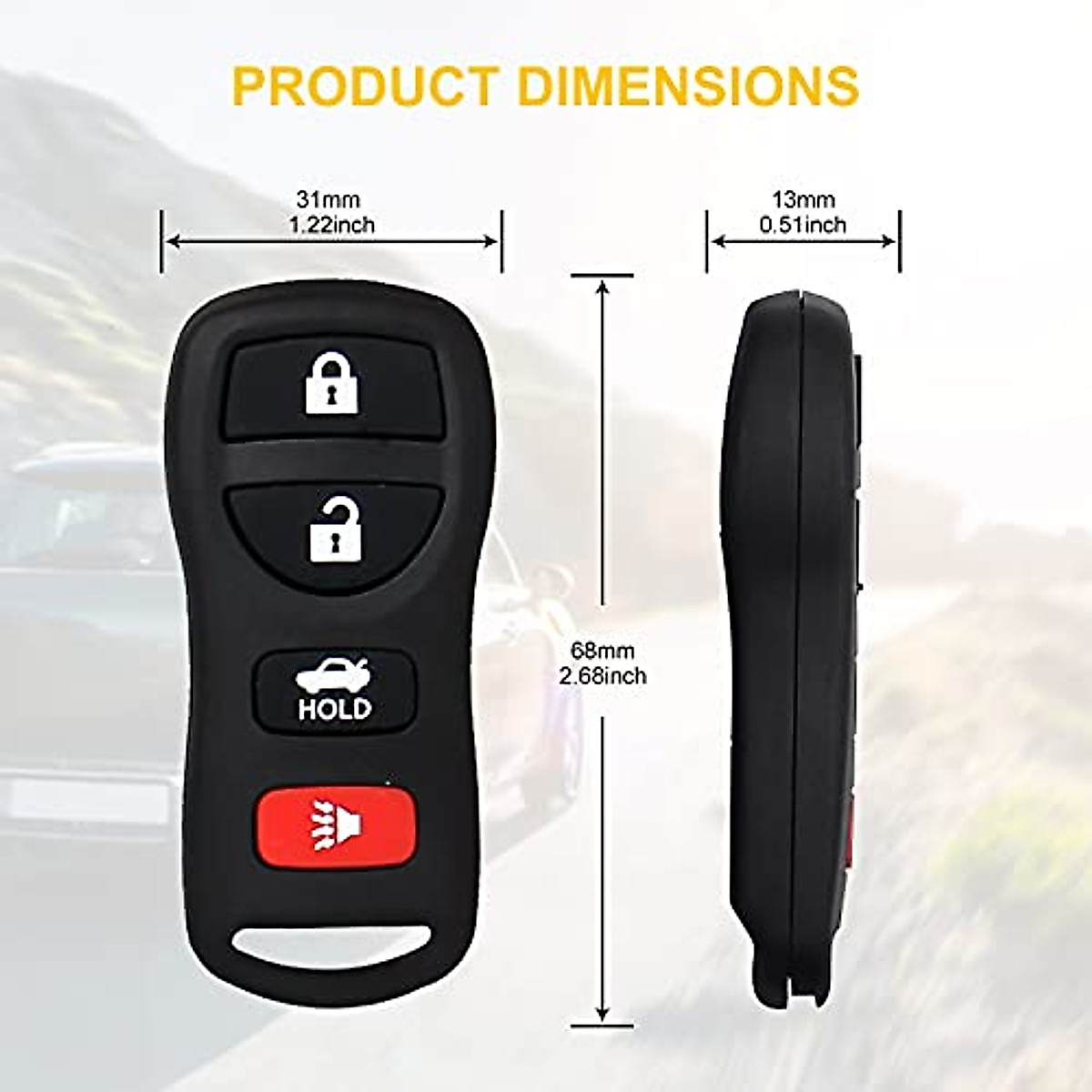 Pilida Keyless Entry Remote Control: Car Key Fob Compatible with Infiniti Nissan Altima Armada Maxima Quest Sentra 350Z| EX35 FX35 FX45 I35 G35 QX56 Replacement for KBRASTU15 (2 Pack)