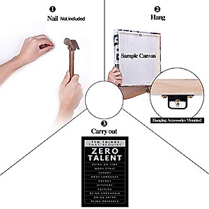 Inspirational Framed Office Canvas Wall Art Motivational Positive Entrepreneur Quotes Ten Things that Require Zero Talent Paintings Artwork Workplace Classroom Wall Decor Ready to Hang-12”Wx18”H