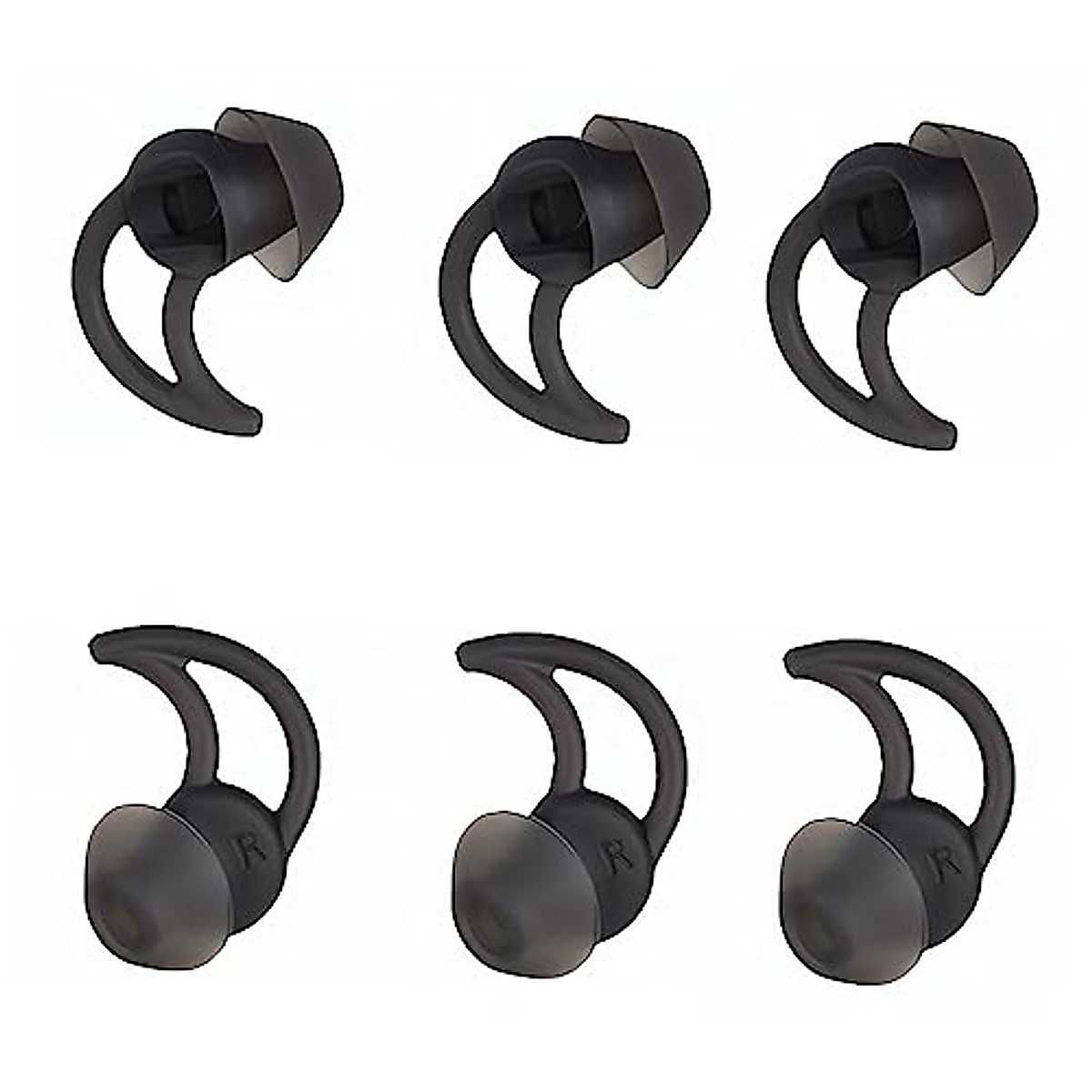 CYADCI Large Earbud Tips 3 Pairs Soft and Comfortable Silicone Earbud Tips Noise Isolation Tips Black Earbud Replacement Tips Compatible with Bose Qc20 Qc30 IE2 SoundSport IE3 SIE2i Earphones