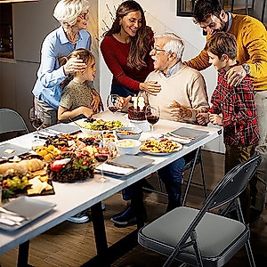 VINGLI Folding Chairs with Padded Seats, Metal Frame with Fabric Seat & Back, Capacity 350 lbs, Gray, Set of 6