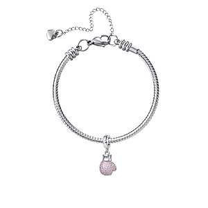 OutstandLong Fight Breast Cancer Awareness Charms Pink Ribbon Dangle Charm Beads for Bracelets