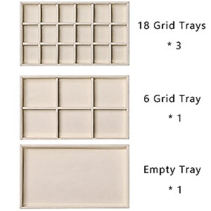 Frebeauty Acrylic Jewelry Organizer,Earring Organizer Box with 5 Drawers Clear Jewelry Box with Velvet Trays for Women,Stackable Earring Display Holder for Rings Studs and Bracelets(Beige)