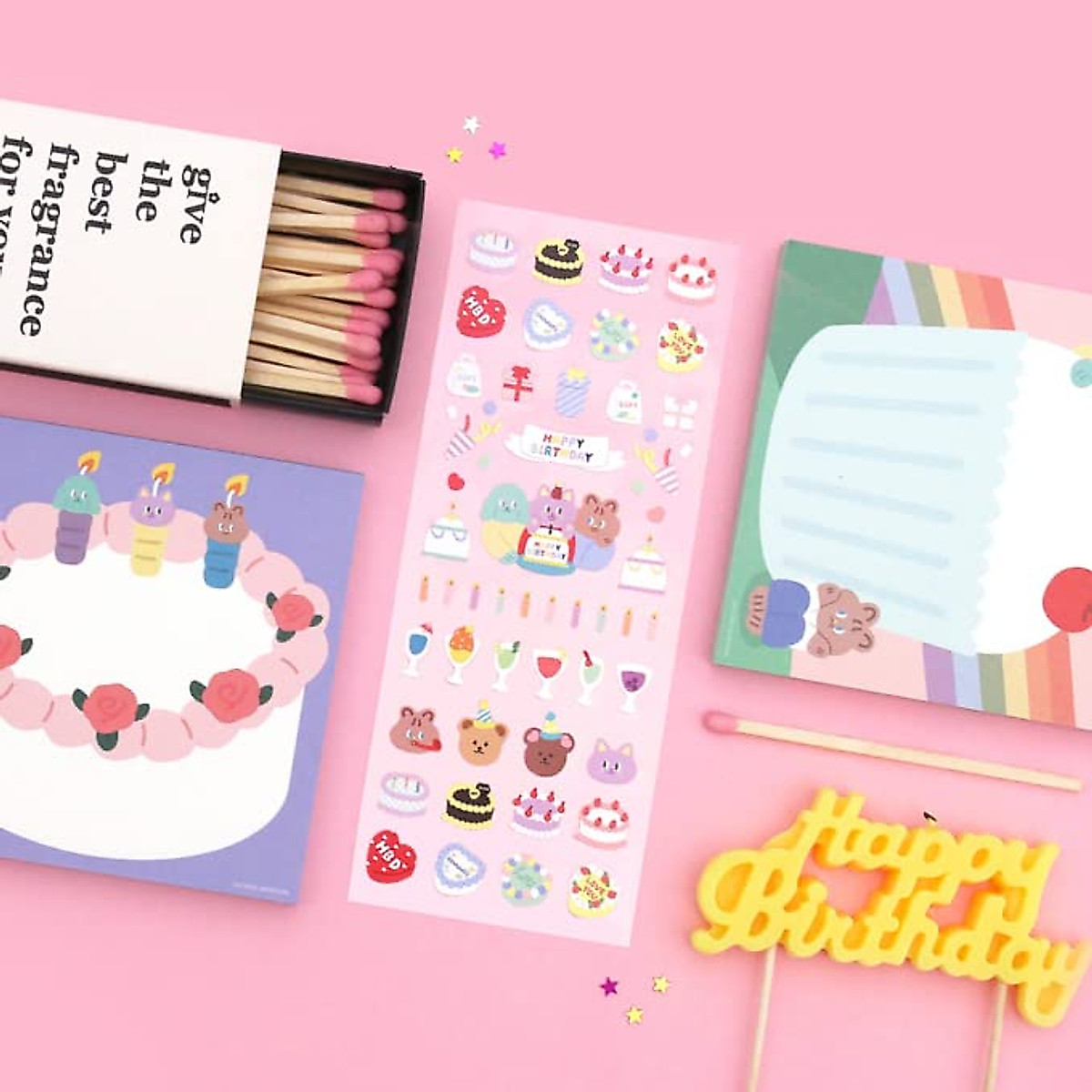 Cute Essential Kawaii Aesthetic Stationery Sticker Pack 9 Sheets (160+ Stickers) - for Planners, journals, scrapbooks, Gifts, Kpop photocards, polocos, Bear, Birth Month Flower, Birthday (Seasons)