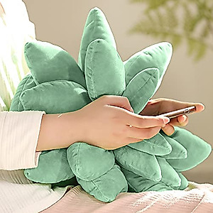 2Pack 3D Succulents Cactus, Cute Throw Pillows, Succulent Plush Green Flower, Plant Shaped, Novelty Succulent Pillows Decorative for Home Bedroom Room Decor (Dark Green)