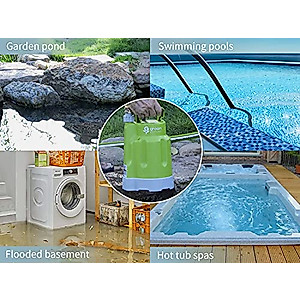 Water Draining Kit by Green Expert, 1/4HP Sump Pump with 25FT Garden Hose, Max 1600GPH High Performance for Quickly Water Removal in Pools Hot Tub Spas Garden Pond Flooded House