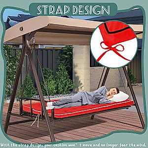 Sauqzoh Replacement Cushions for Swing, Swing Cushions 3 Seater Replacement, Waterproof Thicken Washable Pad Cushion for Outdoor Indoor Furniture Swing Patio (Big red, Swing Cushions 55inch)