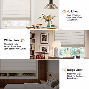 Artdix Cordless Linen Roman Shades, Natural Custom Fabric Room Darkening Roman Window Shades Blinds for Doors, French Doors, Kitchen Windows, Bathroom Windows