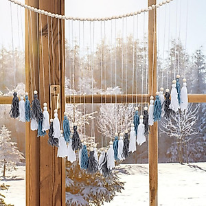 Garneck Fringe Beaded Garland Hanging Tassel Bead Small Wood Bead Garland Wood Beaded Pendant Tassel Garland Beads Yarn Wall Hanging Bead Garland Decor Decorative Beads Wooden Beads lace