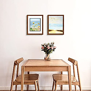 Golden State Art, 11x14 Brown Wood Frame with White Over Black Double Mat - Displays 8x10 Photos - Real Glass, Sawtooth Hangers, Back Turn Buttons - Wall Mounting, Landscape, Portrait