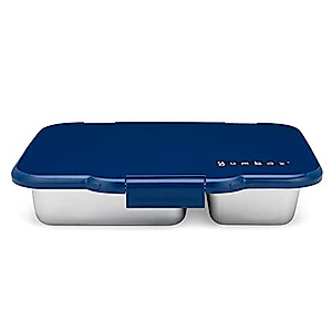 Yumbox® Presto Leakproof Stainless Steel Bento Box (Santa Fe Blue) 4 compartments plus treat well, Lightweight, Premium Durable Materials, Silicone seal, Stainless Steel Tray, Easy open Latch