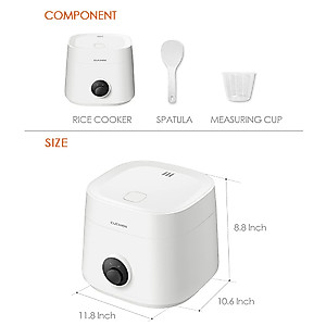 [CUCHEN] CRE-D0601W | Rice Cooker 6 Cup (Uncooked) (1.14 quarts): 6 person serving/per use | Warmer | Detachable Clean Cover | Nonstick Inner Pot | White [CUCHEN]
