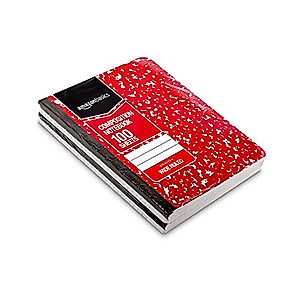 Amazon Basics Wide Ruled Composition Notebook, 100 Sheet, Assorted Marble Colors, 4-Pack