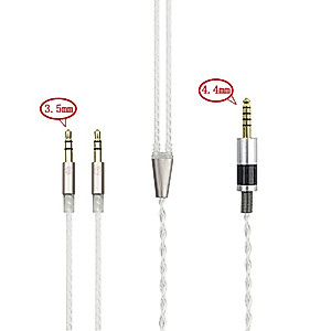 NewFantasia 4.4mm Balanced Male 6N OCC Copper Single Crystal Silver Plated Cable Compatible with Hifiman Sundara, Ananda, Arya, HE400SE, Deva-Pro, HE4XX, HE-400i Headphone (2 x 3.5mm Version)