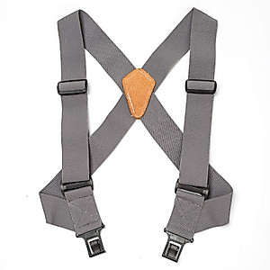 MELOTOUGH 2inch Wide Elastic Unisex Trucker Suspenders - Grey, Comfort version with Gripper Clasp - Holding up pants