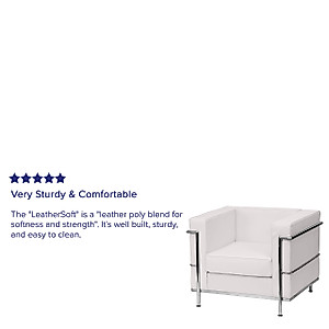 Flash Furniture HERCULES Regal Series Contemporary White LeatherSoft Chair with Encasing Frame