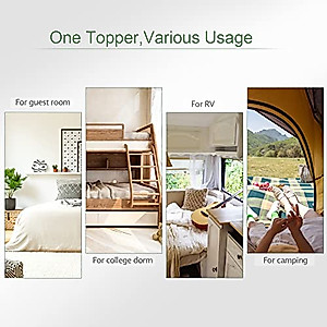 RV Short Queen Mattress Topper, Assile Memory Foam Mattress Topper with Zippered Bamboo Cover, Cloud-Like Soft Bed Topper 4-Inch