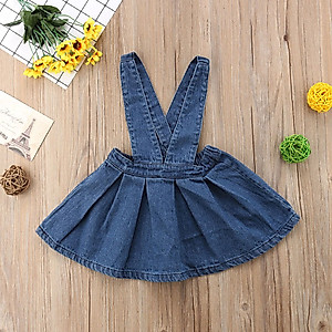 ZAXARRA Toddler Baby Girls Strap Suspender Skirt Overalls Dress Outfit (Blue, 1-2 T)