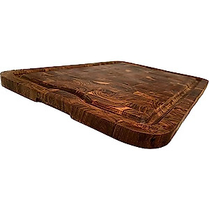 Mountain Woods Brown Organic End-Grain Acacia HardWooden Cutting Board for Kitchen w/Juice Groove | Chopping Board | Butcher Block - 24" x 16" x 1"