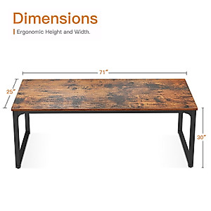 Coleshome 71 Inch Computer Desk, Executive Desk for Home Office, Study Student Writing Desk, Vintage