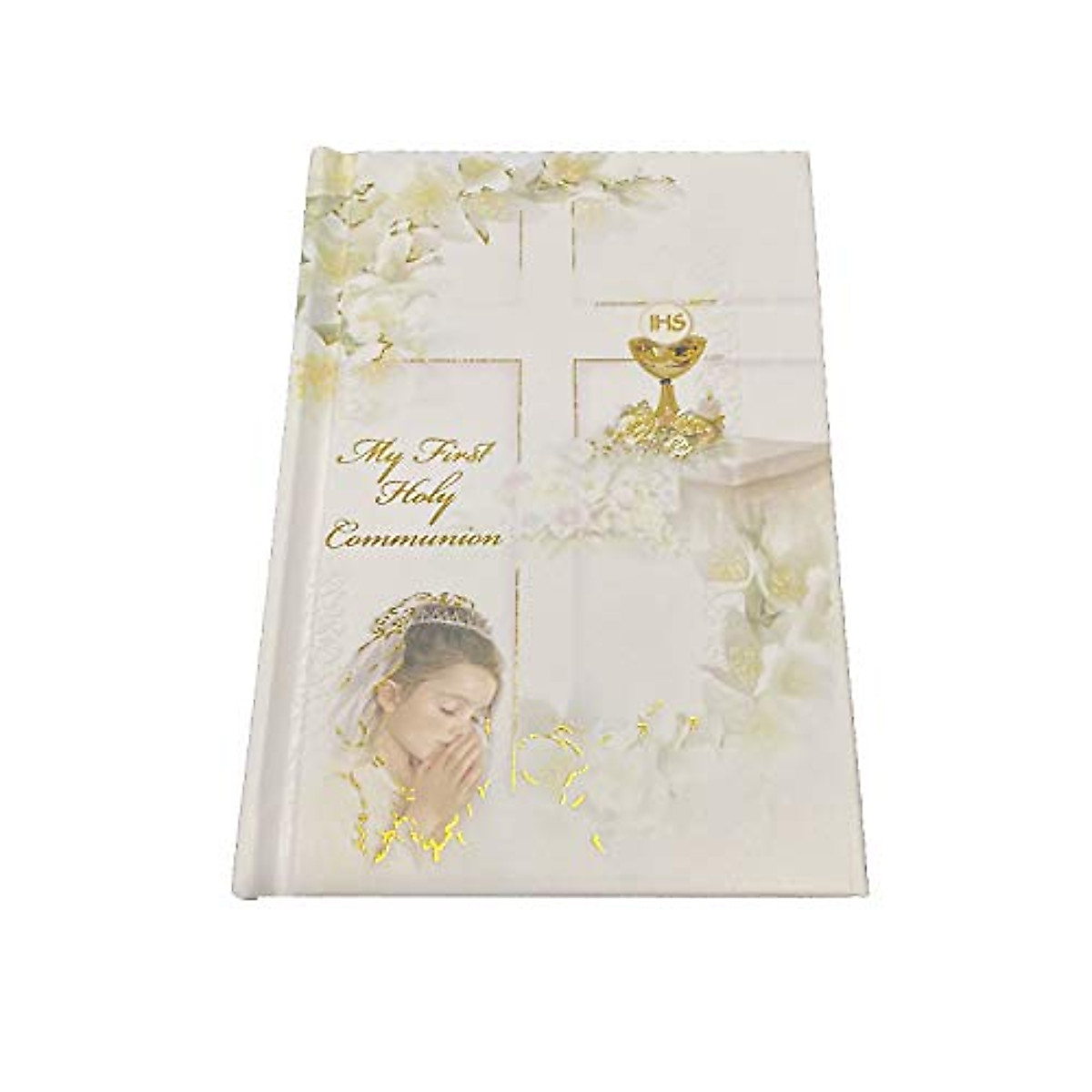 Lito First Communion Candle Set for Girls - White Silver Cross Candle Set Kit for Holy 1st Communion - English