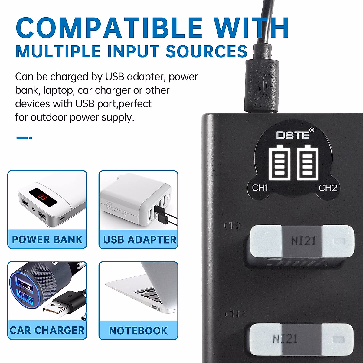 DSTE Replacement for 2 x NB-13L Battery + Dual USB Charger Compatible Canon PowerShot SX740 HS G5X G7X G9X G7 X Mark II G9X Mark II SX620 HS SX720 HS SX730 HS G1 X Mark III G5 X Mark II