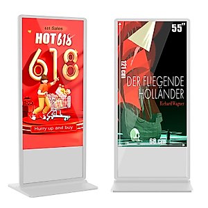 55 Inch Interactive Touchscreen Monitor,Win10 Core i5 RAM 4G & ROM 128G,Floor Standing Lcd Digital Signage,Commercial Interactive Advertising Display Screen,Digital Signage Kiosk Smart Board White