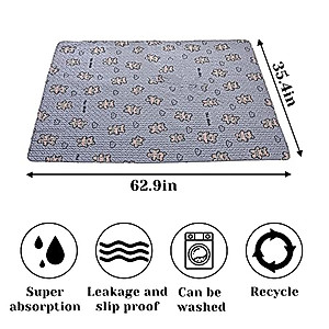 PINVNBY Rabbit Cage Liners 35.4"x62.9"Washable Guinea Pig cage Liners Reusable Pet Training Pads for Hamster Chinchilla Cats Puppies