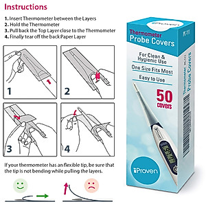 iProven Disposable Probe Covers for Oral Thermometer and Rectal Thermometer, 50 Count - iProven PC-111