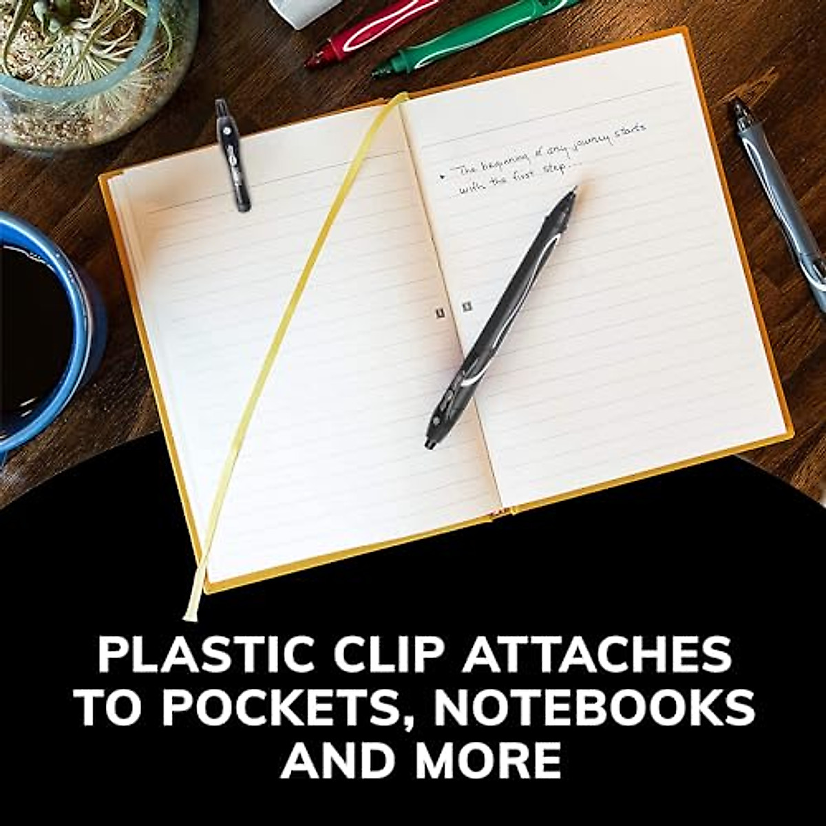 BIC Gelocity Quick Dry Black Gel Pens, Medium Point (0.7mm), 8-Count Pack, Retractable Gel Pens With Comfortable Full Grip