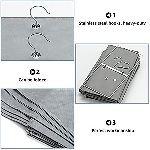 SAVERHO Hanging Purse Organizer,Closet Purse Organizer with 10 Compartments Handbag Storage Organizer for Wardrobe Accessories Storage Bag (Grey)