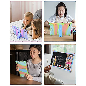 DETUOSI Silicone Case for Lenovo Tab M10 FHD Plus 10.3" 2020 Release (TB-X606X/X606F) with Strap & Stylus Pen, Slim Lightweight Folded Stand Protective Cover for Tab M10 FHD Plus, Rose Red & Purple