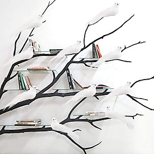 OHJ Artificial Feathered White Birds,Long Tail Artificial White Pigeon,Simulation Foam Craft Birds with Clips-on Christmas Tree Ornament Decorative Fake Doves,for Home Garden Wedding Decor (Pack of 6)