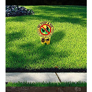 BesLife - Double Sided Sign - No Pooping Dog Signs For Yard - Please Keep Off The Grass Sign - Dont Poop in My Yard Sign with Stake - No Pooping Dog Sign - Dog Signs for Yard
