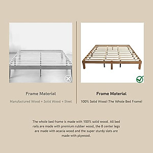 HomSof King Size Solid Wood Platform Bed, No Box Spring Needed, Strong Wood Slat Support, Easy Assembly