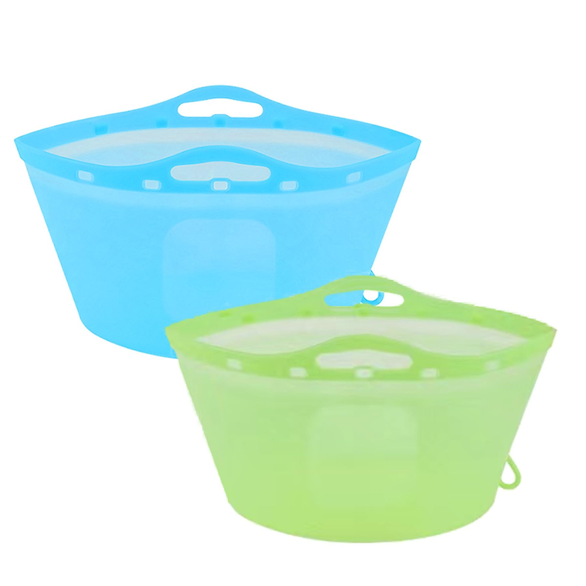 2pcs Silicone Slow Cooker Liners, Reusable Slow Cooker Liners for 6-10 Quarts, Leakproof & Easy Clean Crock-Pot Cooking Bags Liners with Handle for Oval or Round Pot (Green+Blue)