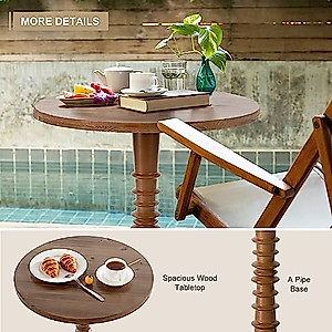 FURNDOOR Outdoor Rocking Chair with Table - Wooden Wagon Wheel Rocking Chairs Patio Double Rocker Chair Wood Patio Bistro Set for Porch Bench, Rustic