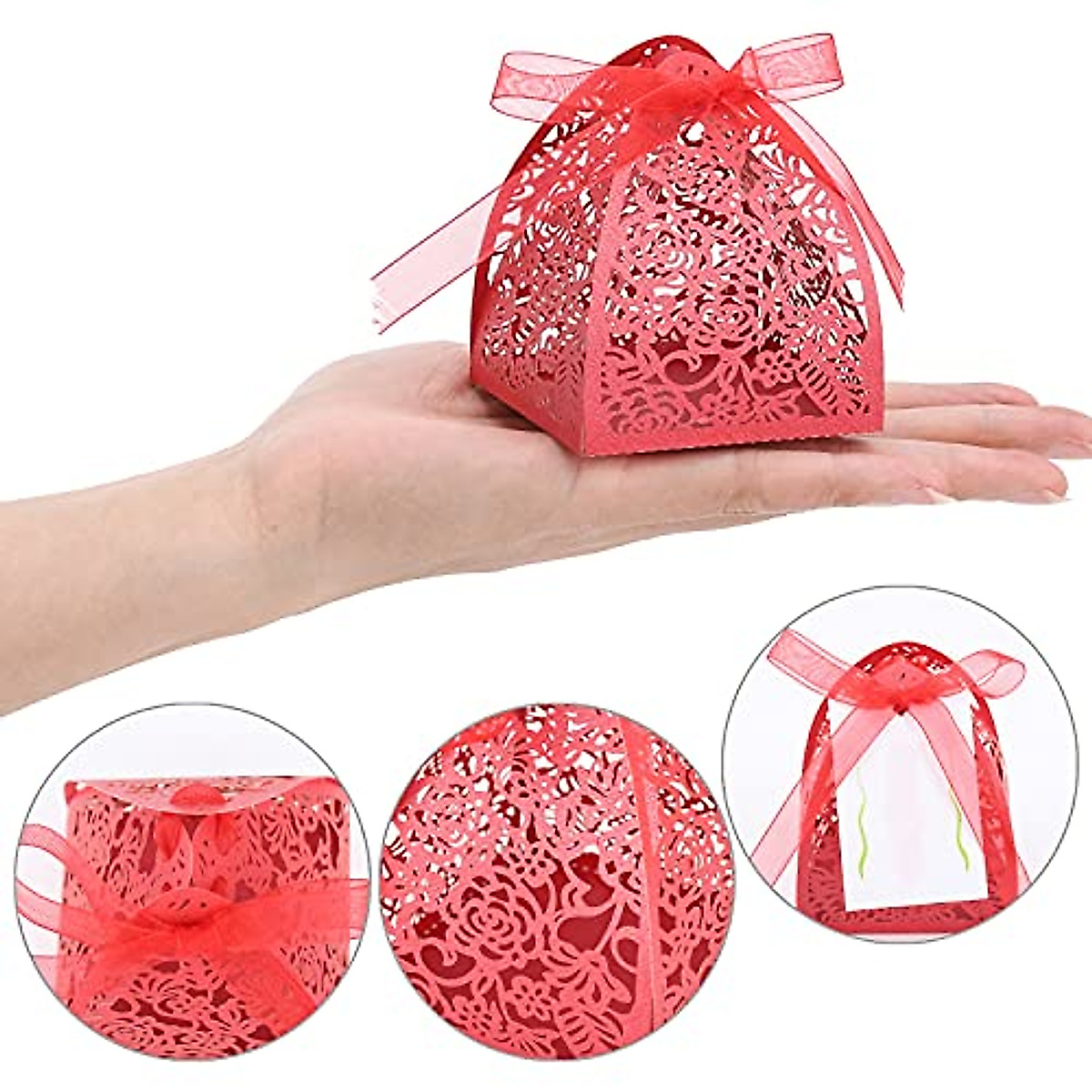 acDesign Baptism Favor Boxes 30Pcs Wedding Favor Boxes Red Favor Boxes for Wedding And Birthday Party