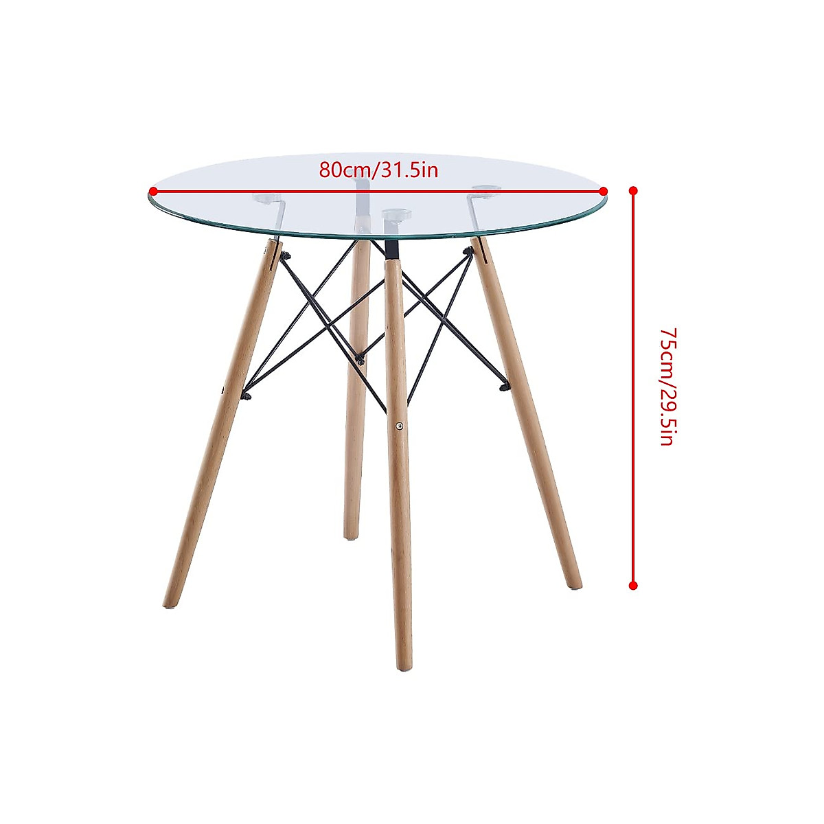 NIBLU Round Glass Dining Table Set for 2,Person Small Round Dinner Table and Velvet Chairs Set for Kitchen Room, 32 inch Leisure Coffee Table for Living Room Accent Table