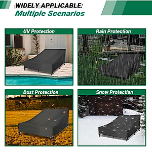 Double Chaise Lounge Cover, 420D Oxford Chaise Lounge Covers Outdoor Waterproof Protective Patio Double Wide Chaise Lounge Chair Dustproof Cover 82"L X 58"W X 34"H, Black