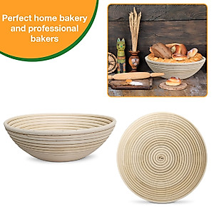 Lithos Bread Proofing Basket - 10 Inch Round Banneton Baskets Kit - Splinter-Free, Non-Stick Surface, Cloth Liners Accessories - Bake Bread Gifts for Home Bakers