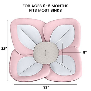 Blooming Bath Lotus Bath Baby Bath Seat - Plush Minky Baby Sink Bathtub Cushion - The Original Washer-Safe Flower Seat for Newborns - Pink/White/Gray